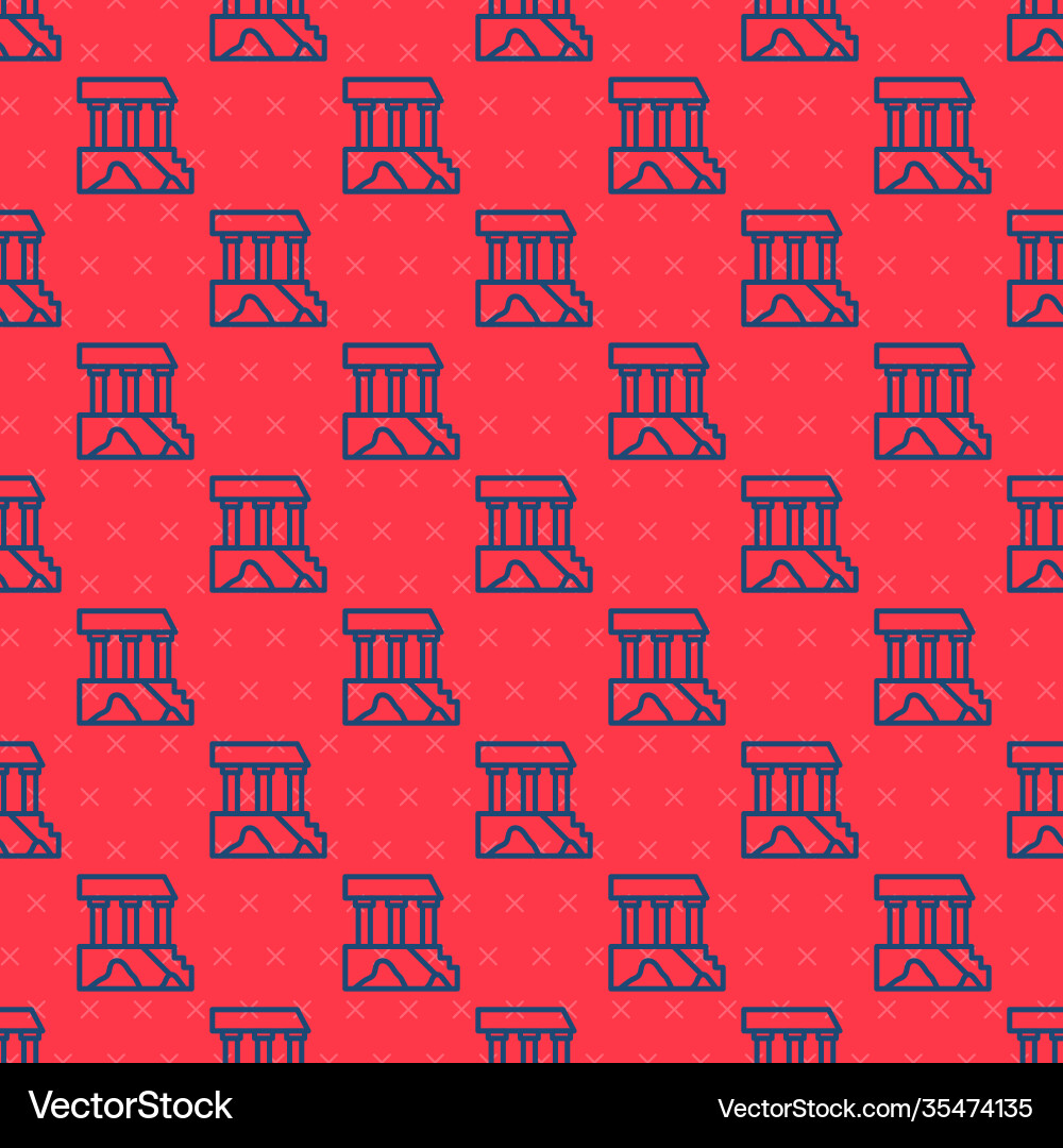 Blue line parthenon from athens acropolis greece Vector Image