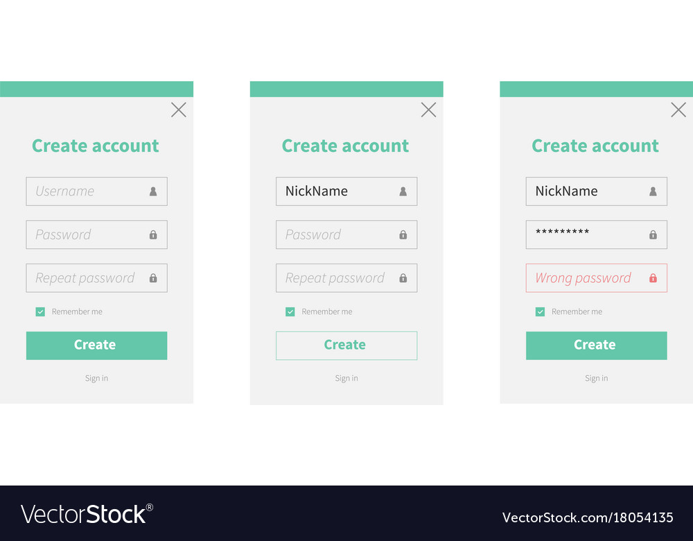 Create new account form Royalty Free Vector Image Create new account form Royalty Free Vector Image