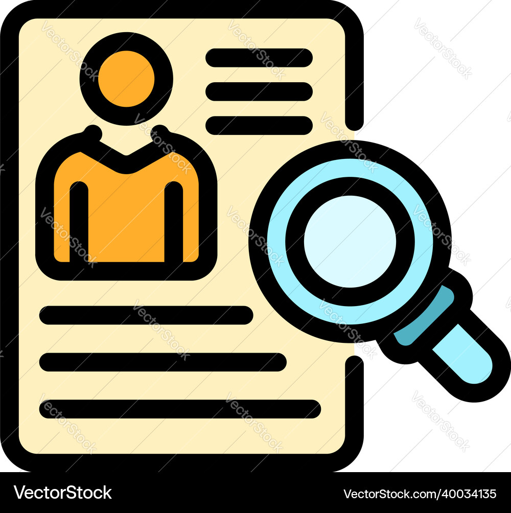 Cv personal information icon color outline Vector Image