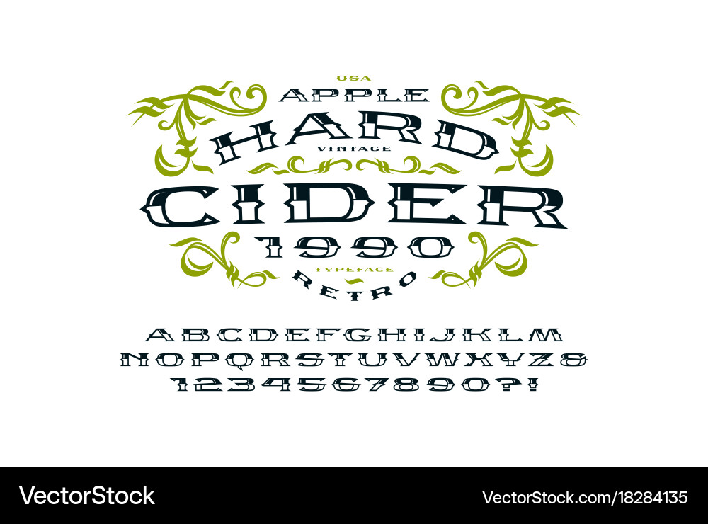 Decorative serif extended font in retro style Vector Image