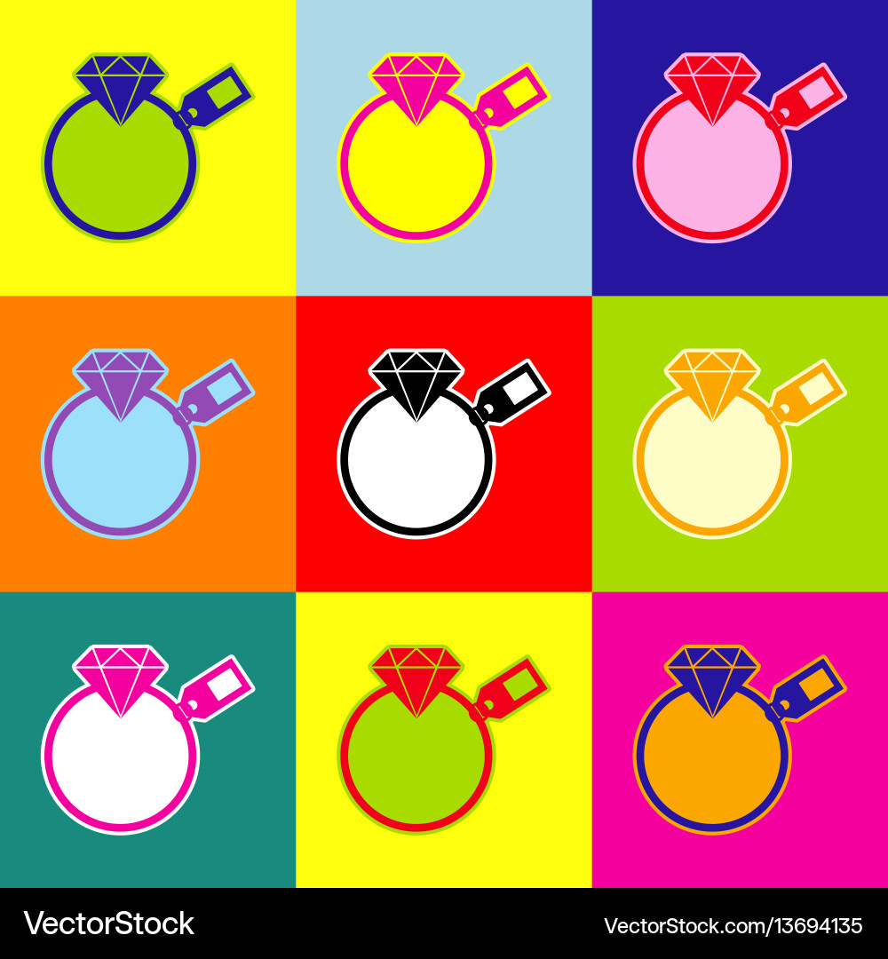 Diamond sign with tag pop-art style Royalty Free Vector