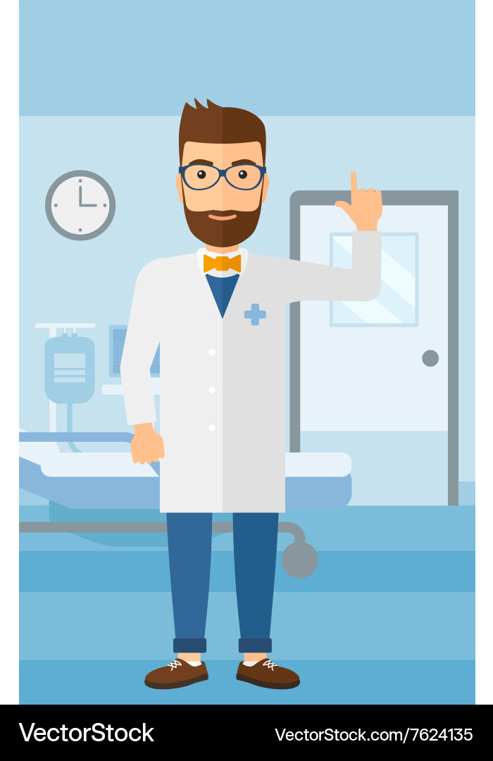 Doctor showing finger up Royalty Free Vector Image
