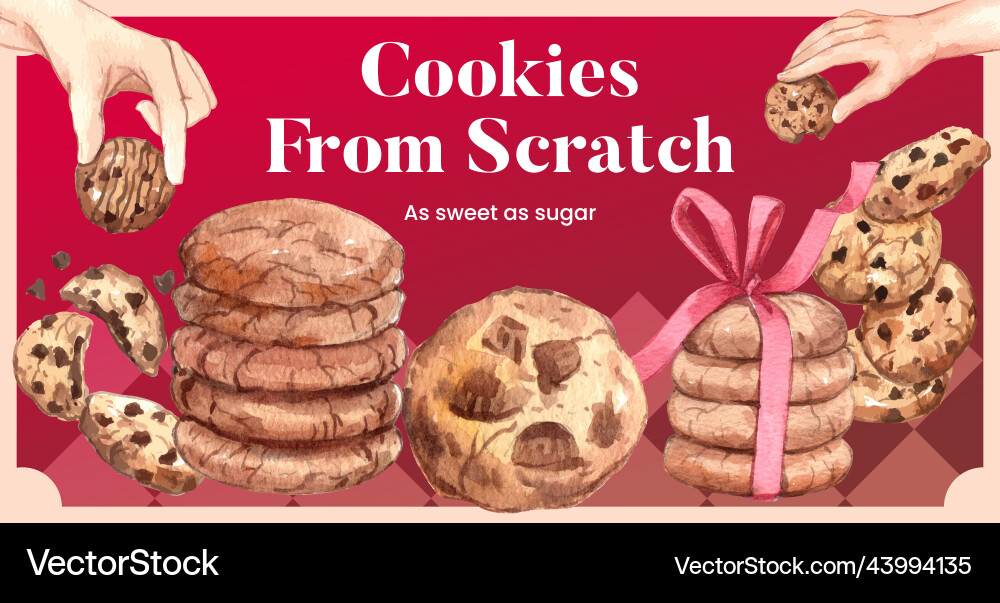 Facebook ads template with homemade cookie Vector Image