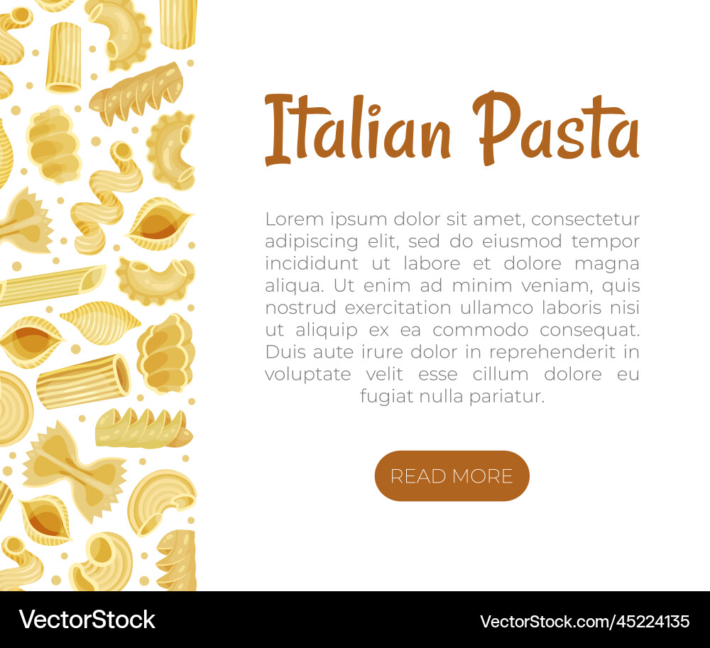 Italian pasta banner template with text Royalty Free Vector