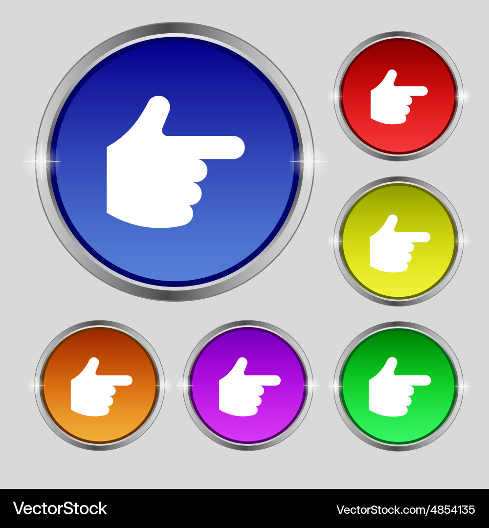 Pointing hand icon sign round symbol on bright Vector Image