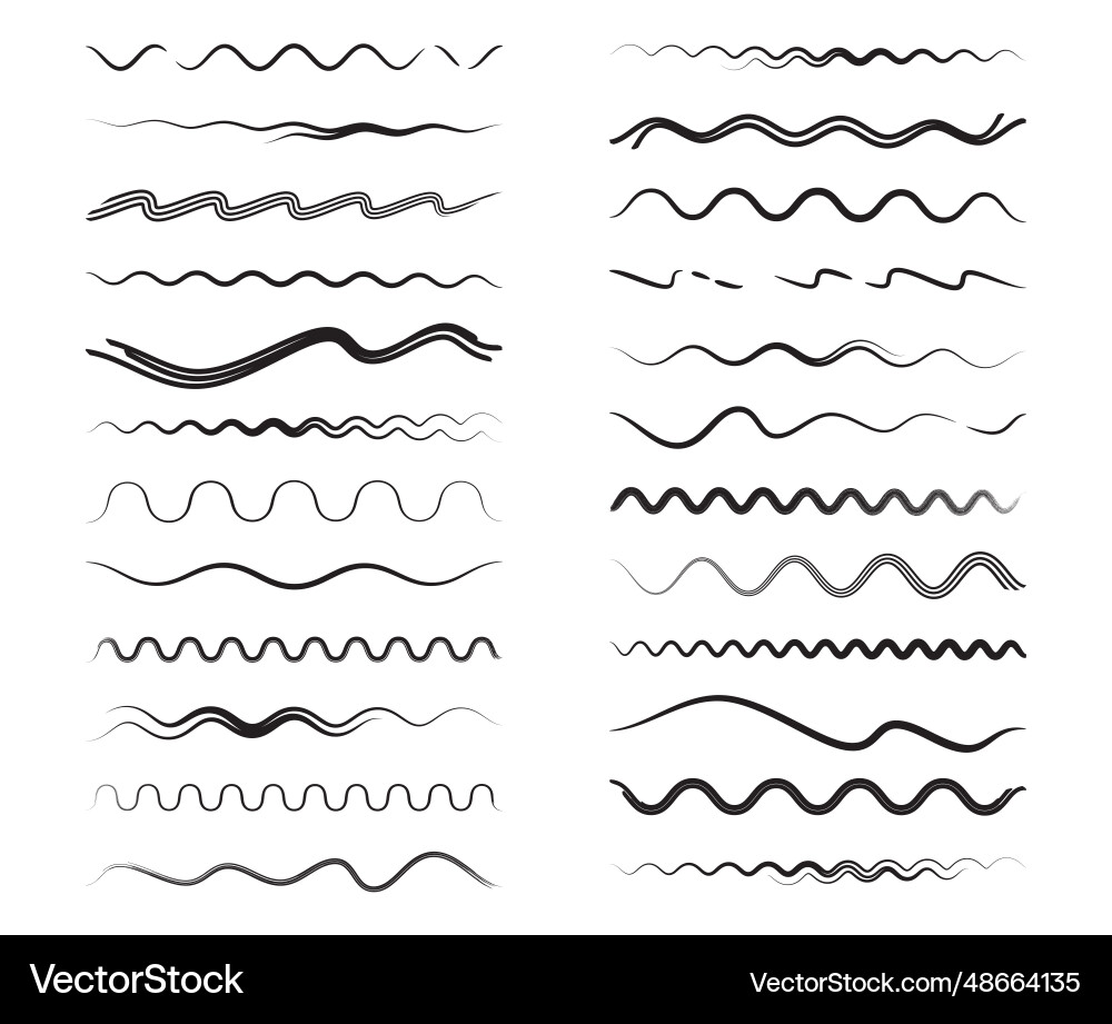 Set of different wavy line dividers Royalty Free Vector
