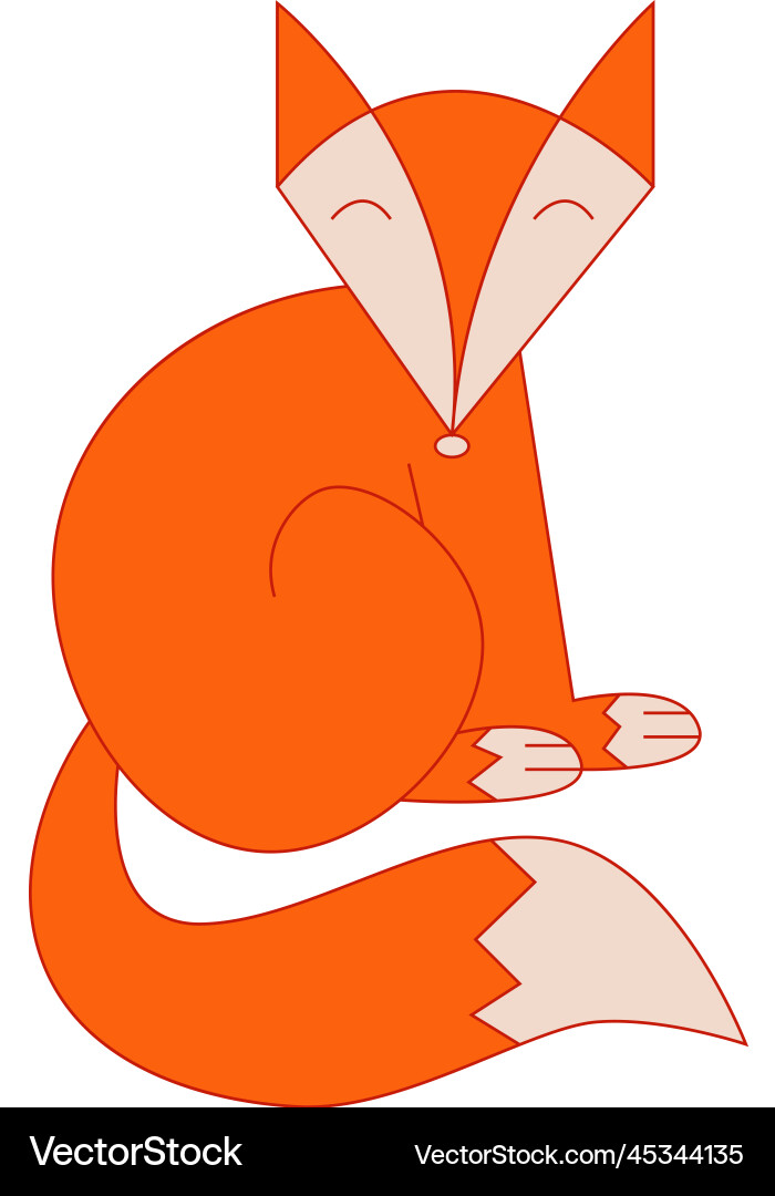 Simple contour filled fox for kids Royalty Free Vector Image
