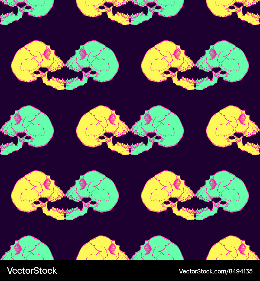 Terrible frightening seamless pattern with skull Vector Image