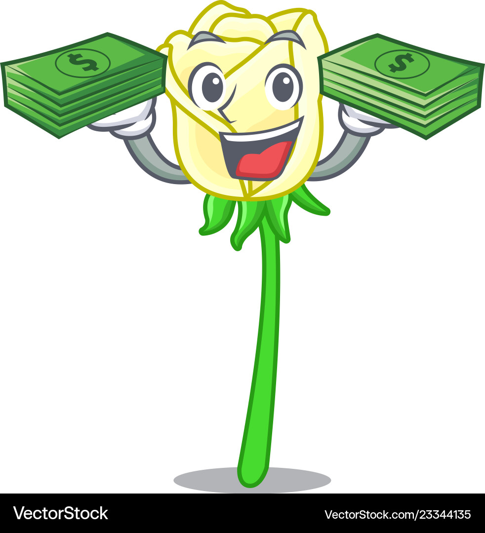 With money white rose the on character table Vector Image