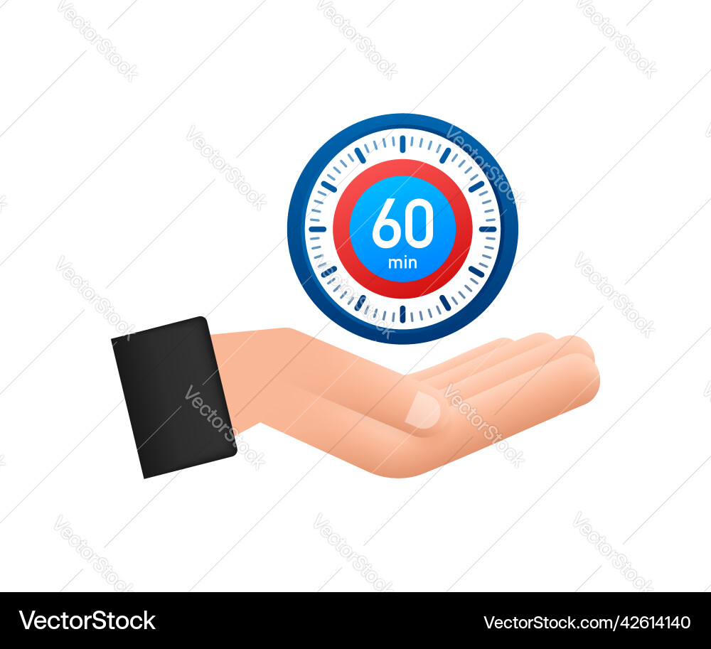 60 minutes stopwatch hand icon Royalty Free Vector Image