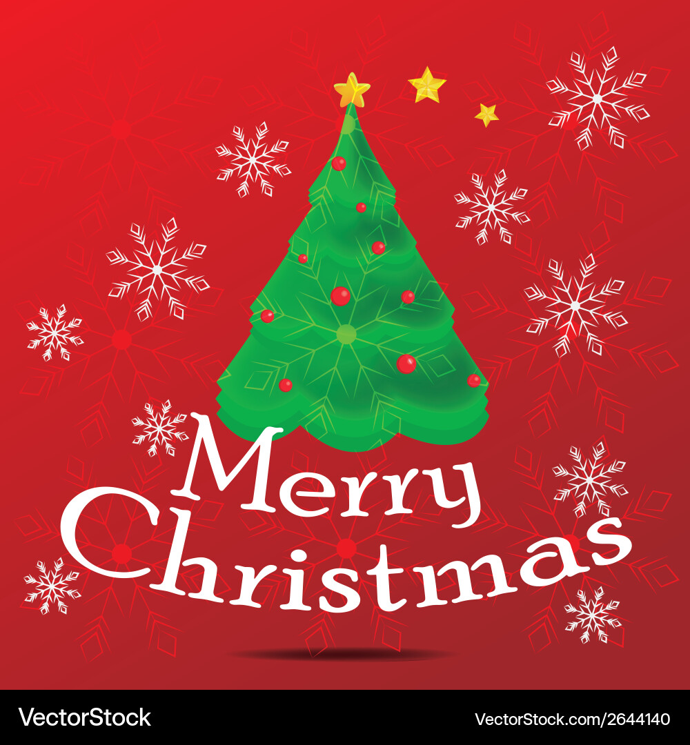 A green christmas tree with star and some text Vector Image