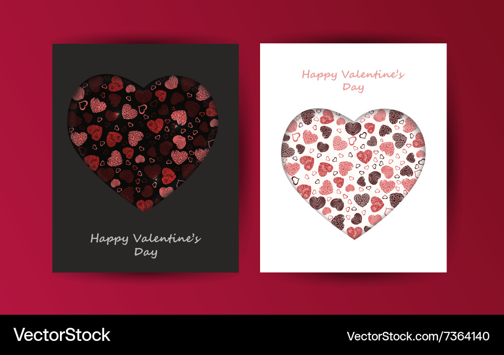 Black and white postcards valentine day Royalty Free Vector