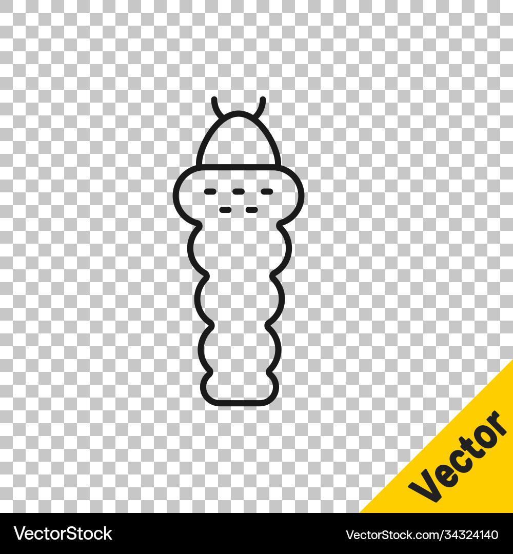 Black line larva insect icon isolated Royalty Free Vector