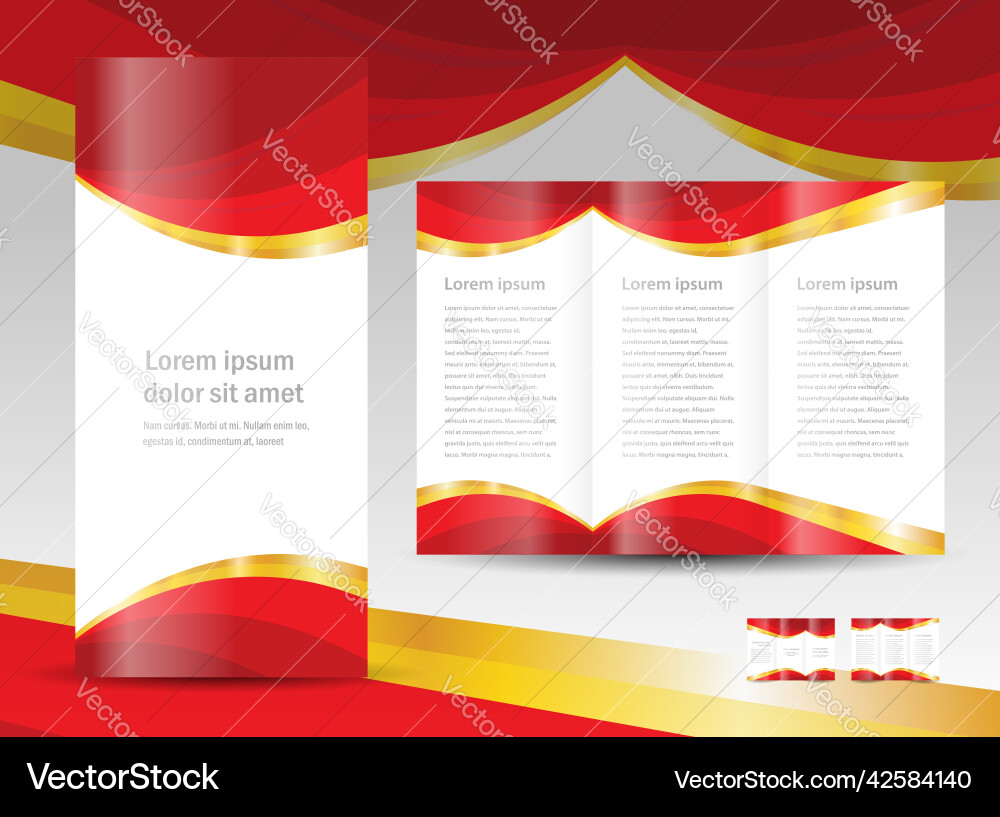 Brochure design template curtain red gold drapes Vector Image
