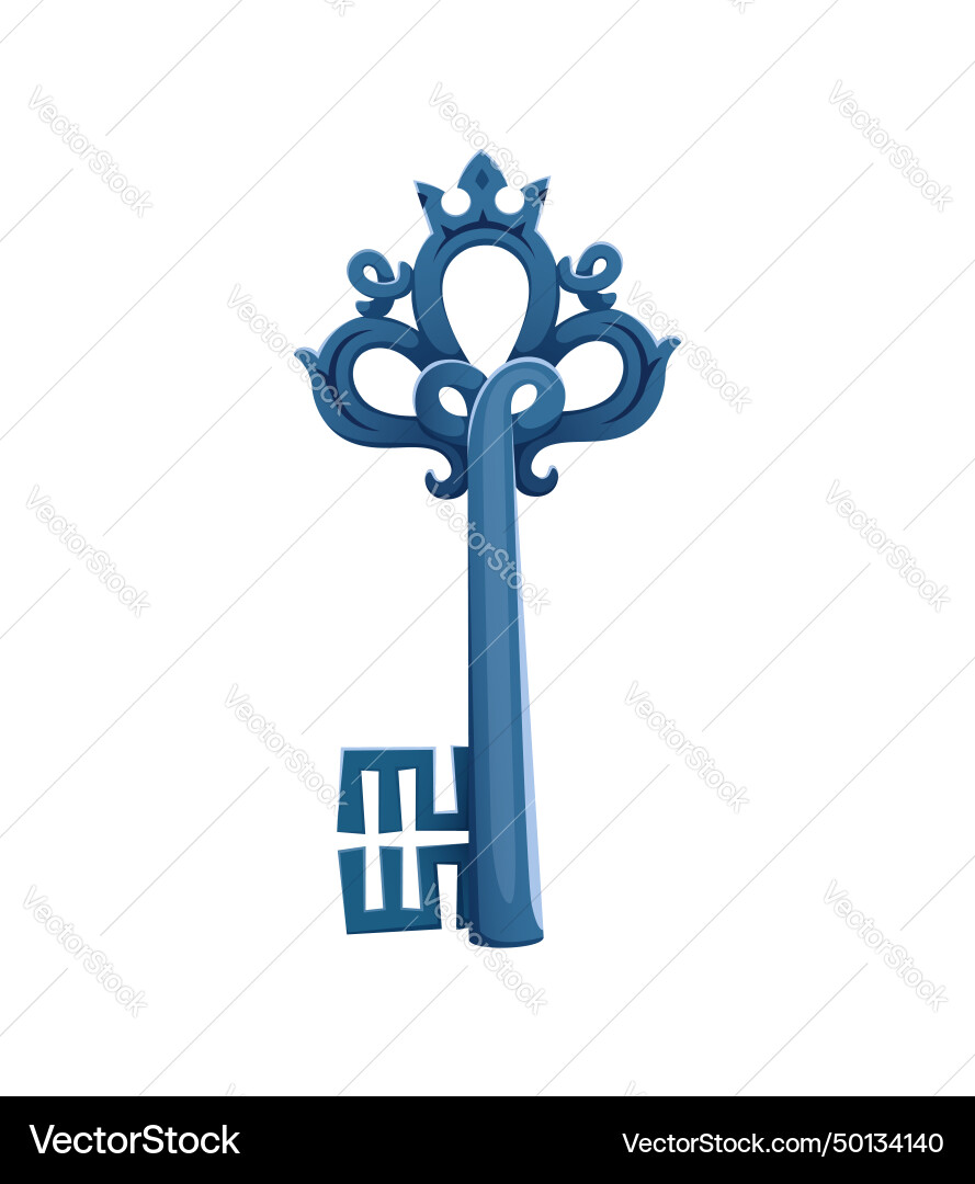 Cartoon ancient key mysterious silver object Vector Image