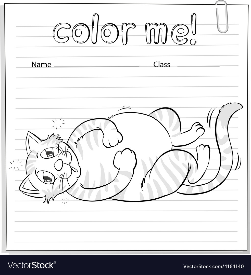 Coloring worksheet with a cat Royalty Free Vector Image