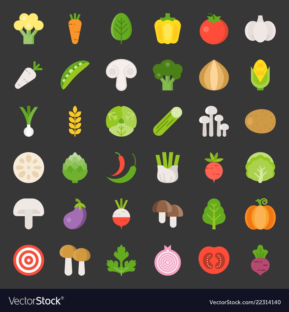 Cute vegetable set 13 flat design icon Royalty Free Vector