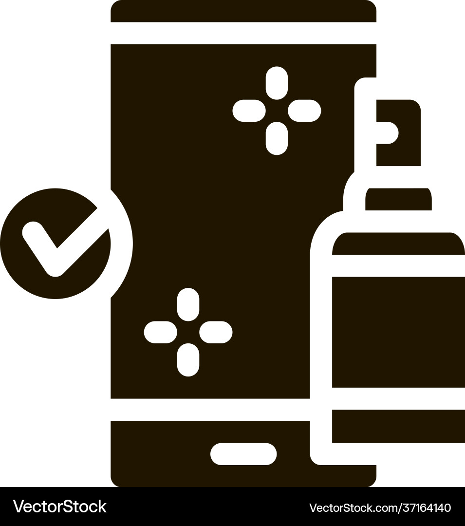 Disinfection mobile phone icon glyph Royalty Free Vector