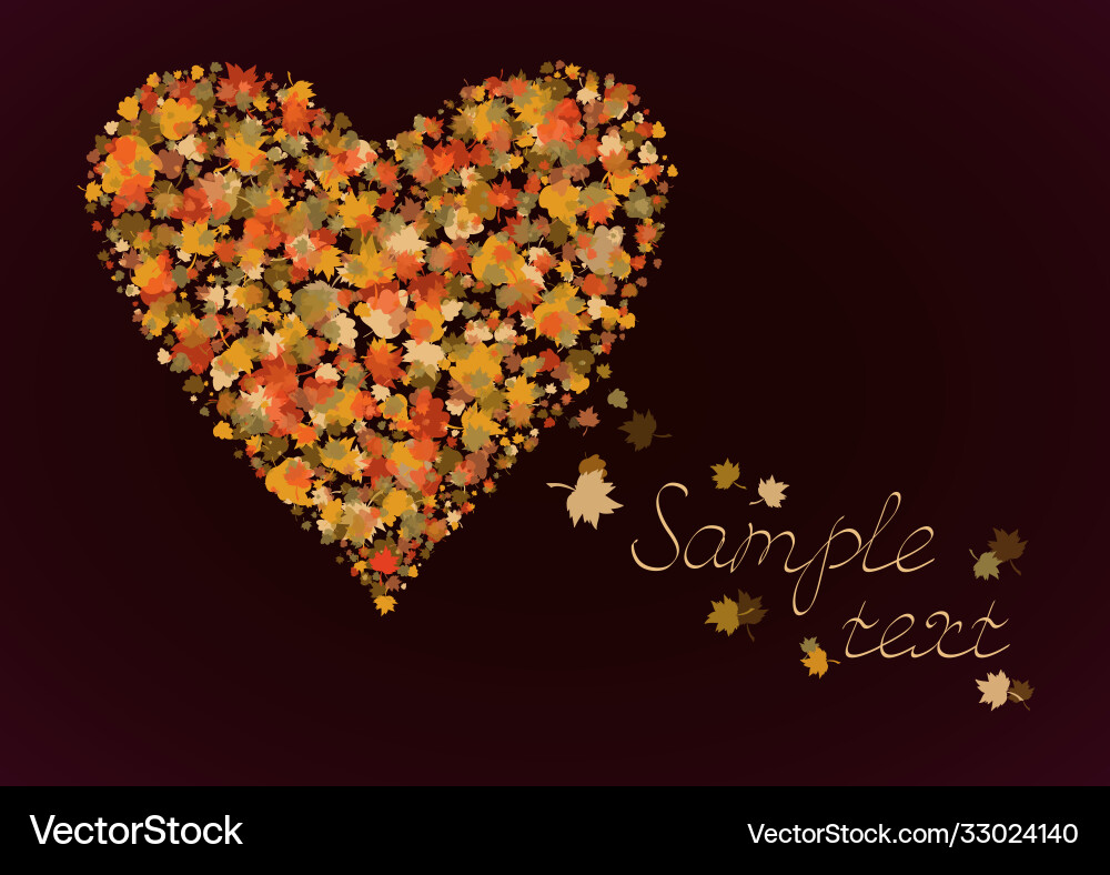 Heart shape from autumn leaves Royalty Free Vector Image