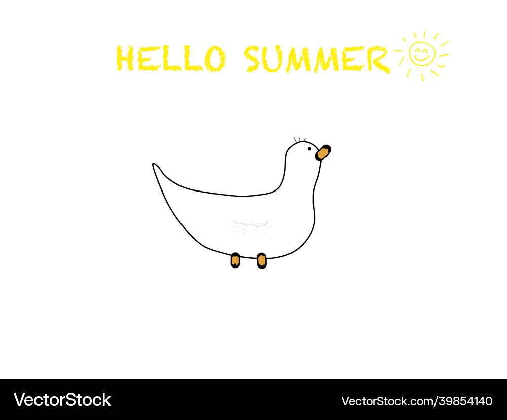 Lovely white duck cartoon Royalty Free Vector Image