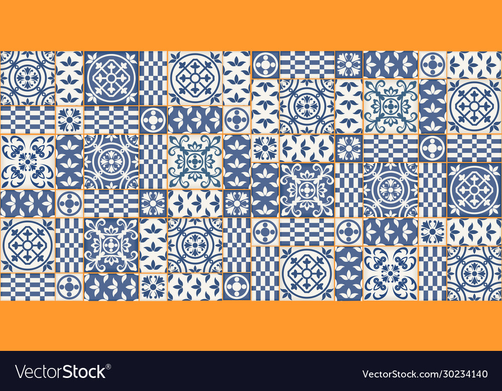 Mediterranean seamless patchwork pattern from dark