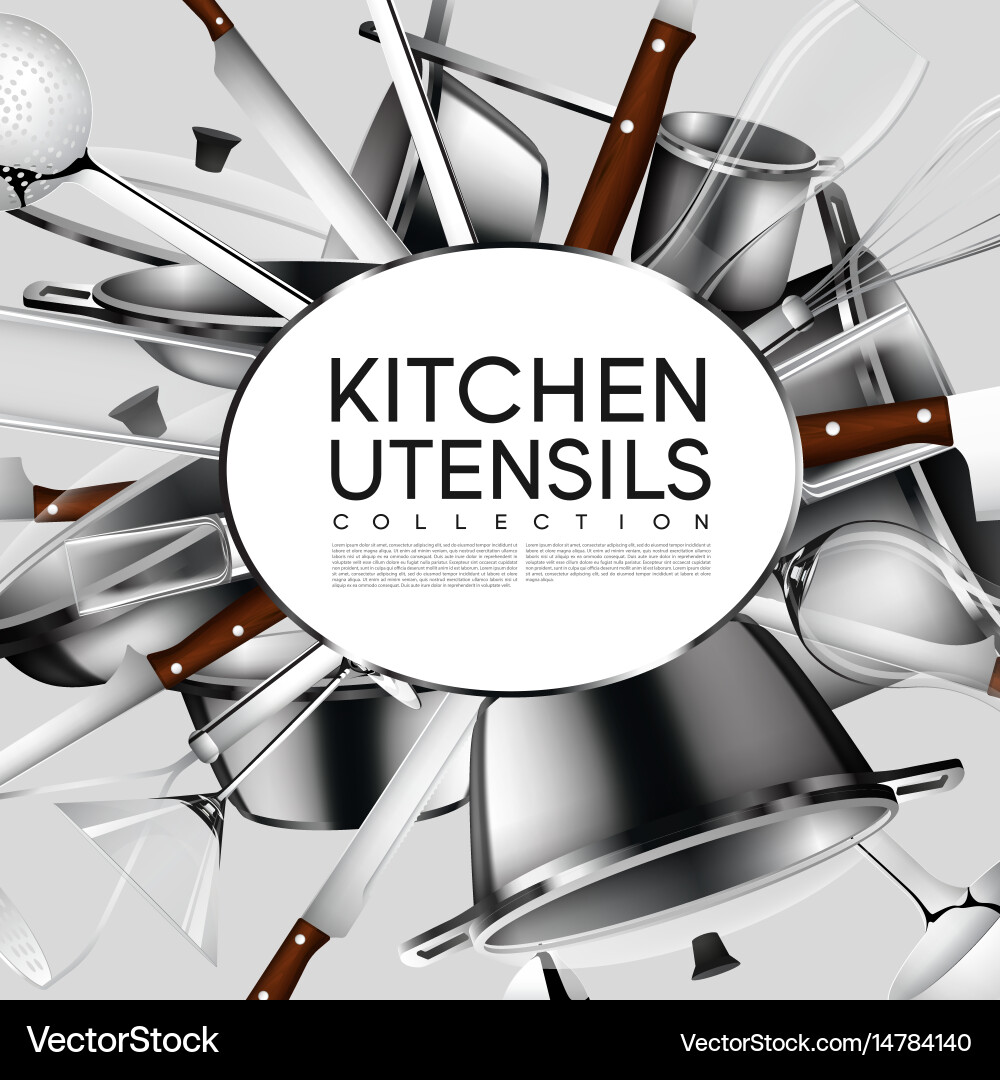 Realistic light kitchen utensil poster Royalty Free Vector