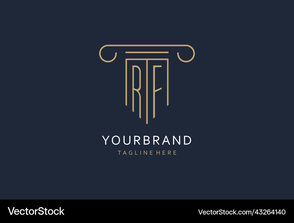 Rf initial with pillar shape logo design creative Vector Image