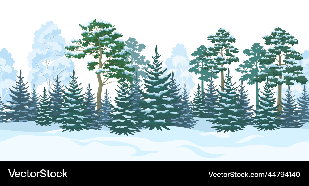 Seamless christmas winter forest landscape Vector Image