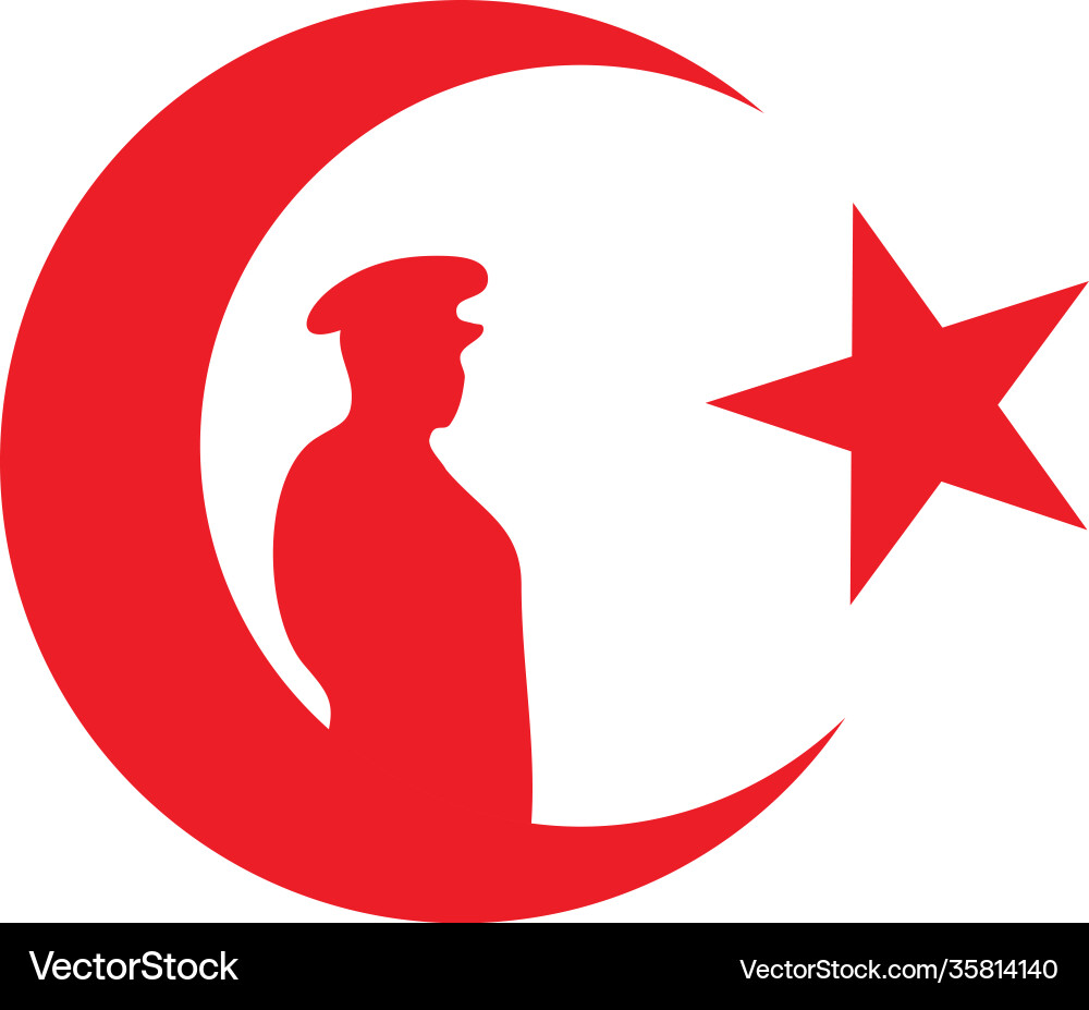 Turkey star and crescent moon with silhouette Vector Image