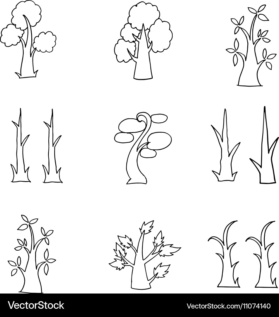 Unique tree hand draw of doodles Royalty Free Vector Image