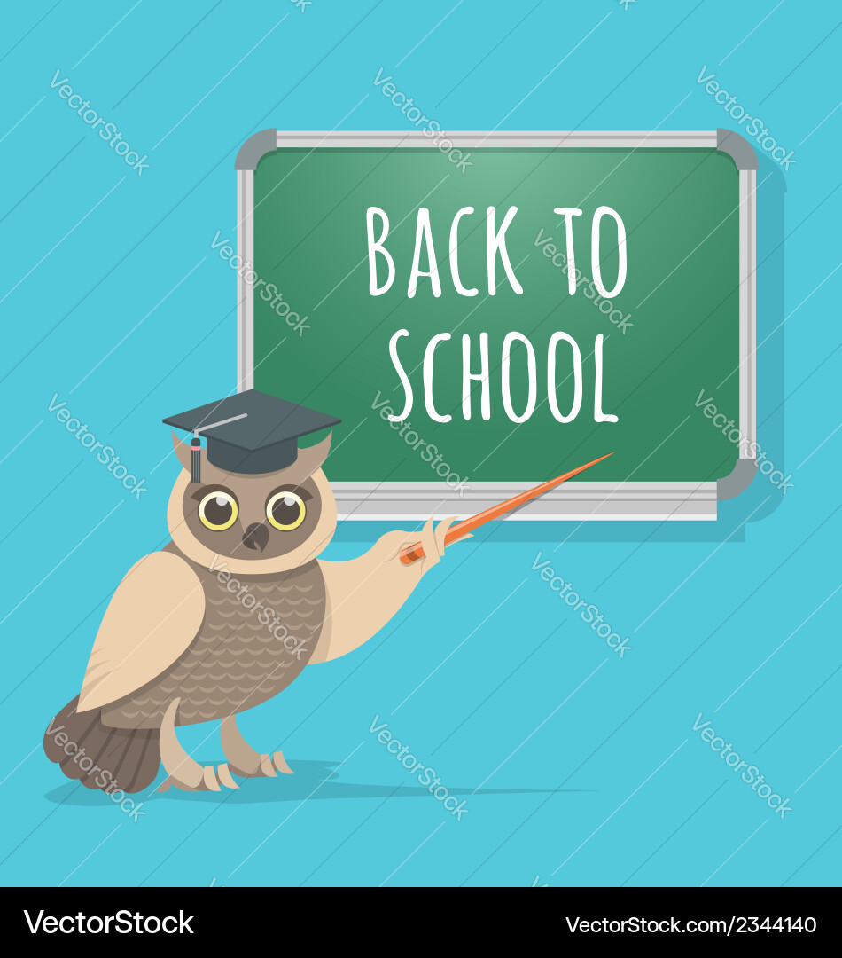 Wise owl at school board Royalty Free Vector Image