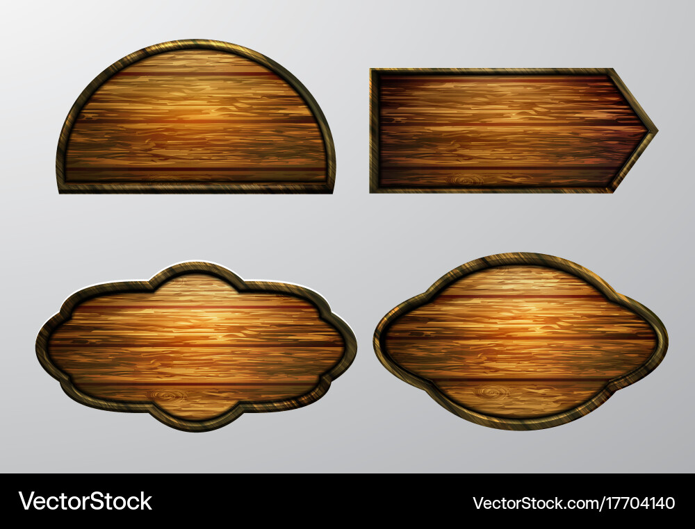 Wooden signs icon set Royalty Free Vector Image