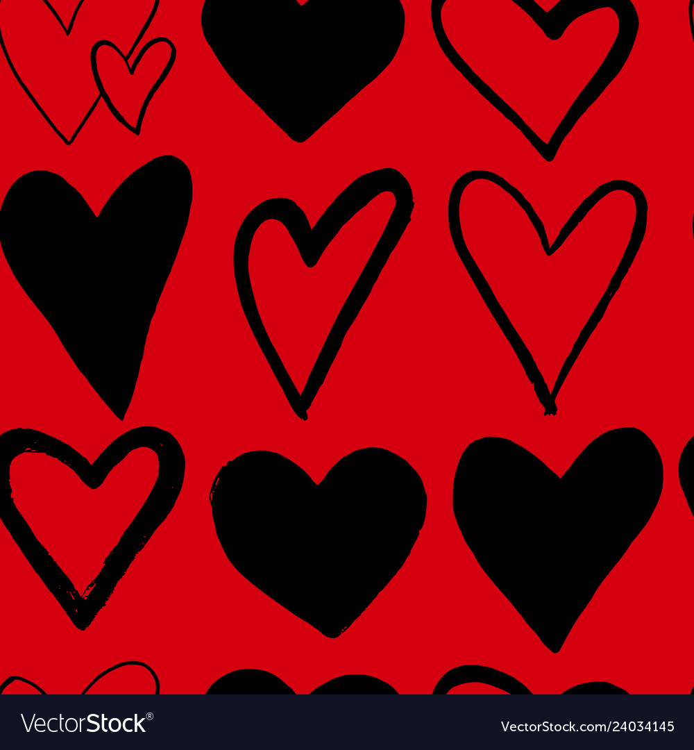 Abstract seamless pattern of hand drawing hearts Vector Image