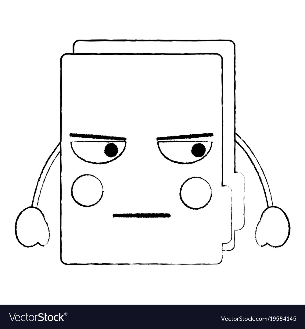 Angry file folder kawaii icon image Royalty Free Vector