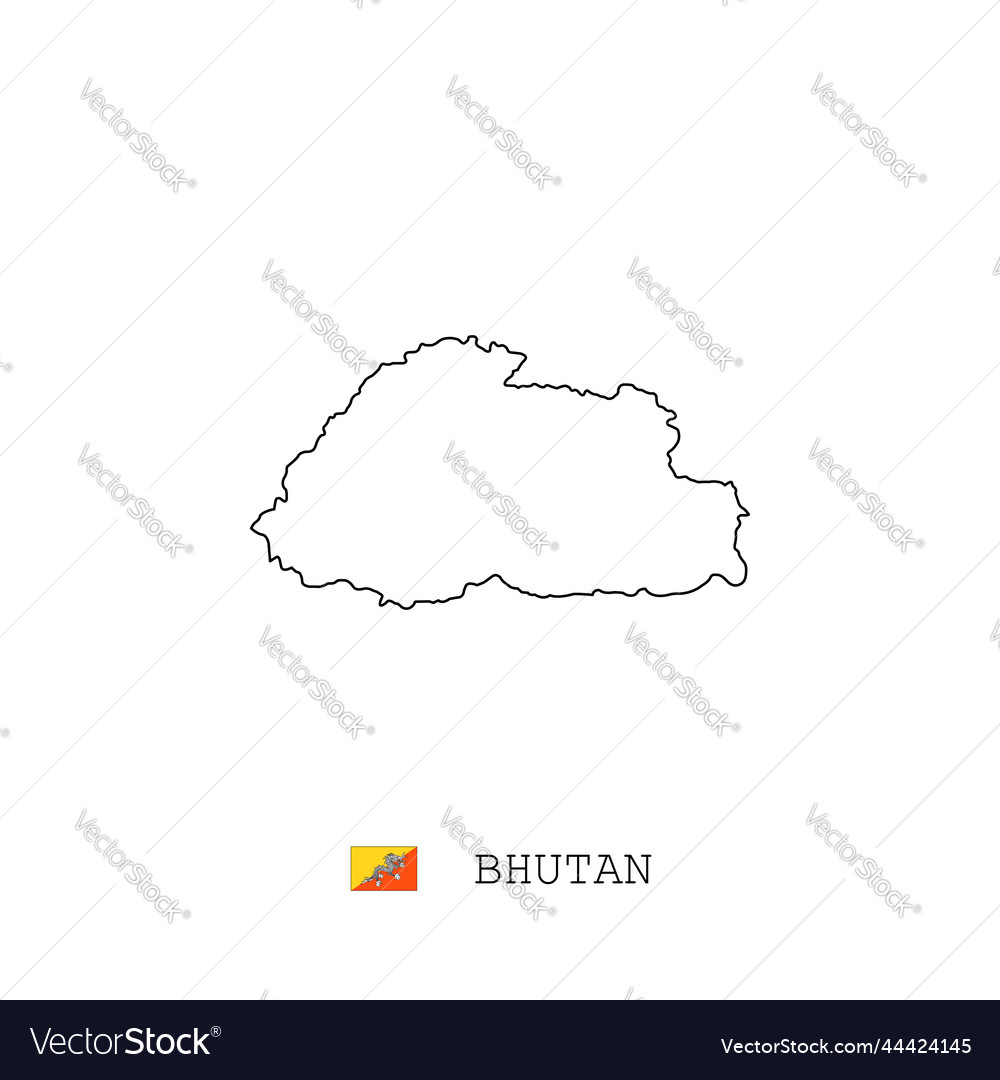 Bhutan map outline line linear Royalty Free Vector Image