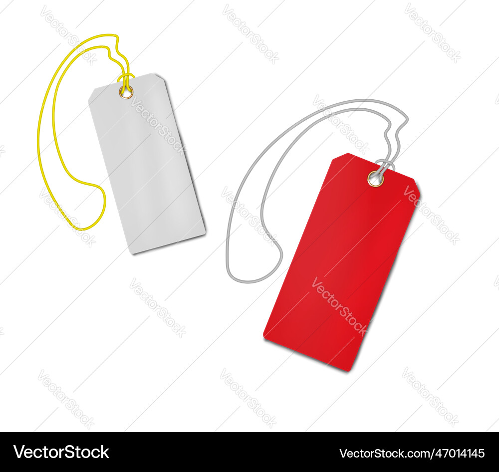 Blank white and red price tags with hanging Vector Image