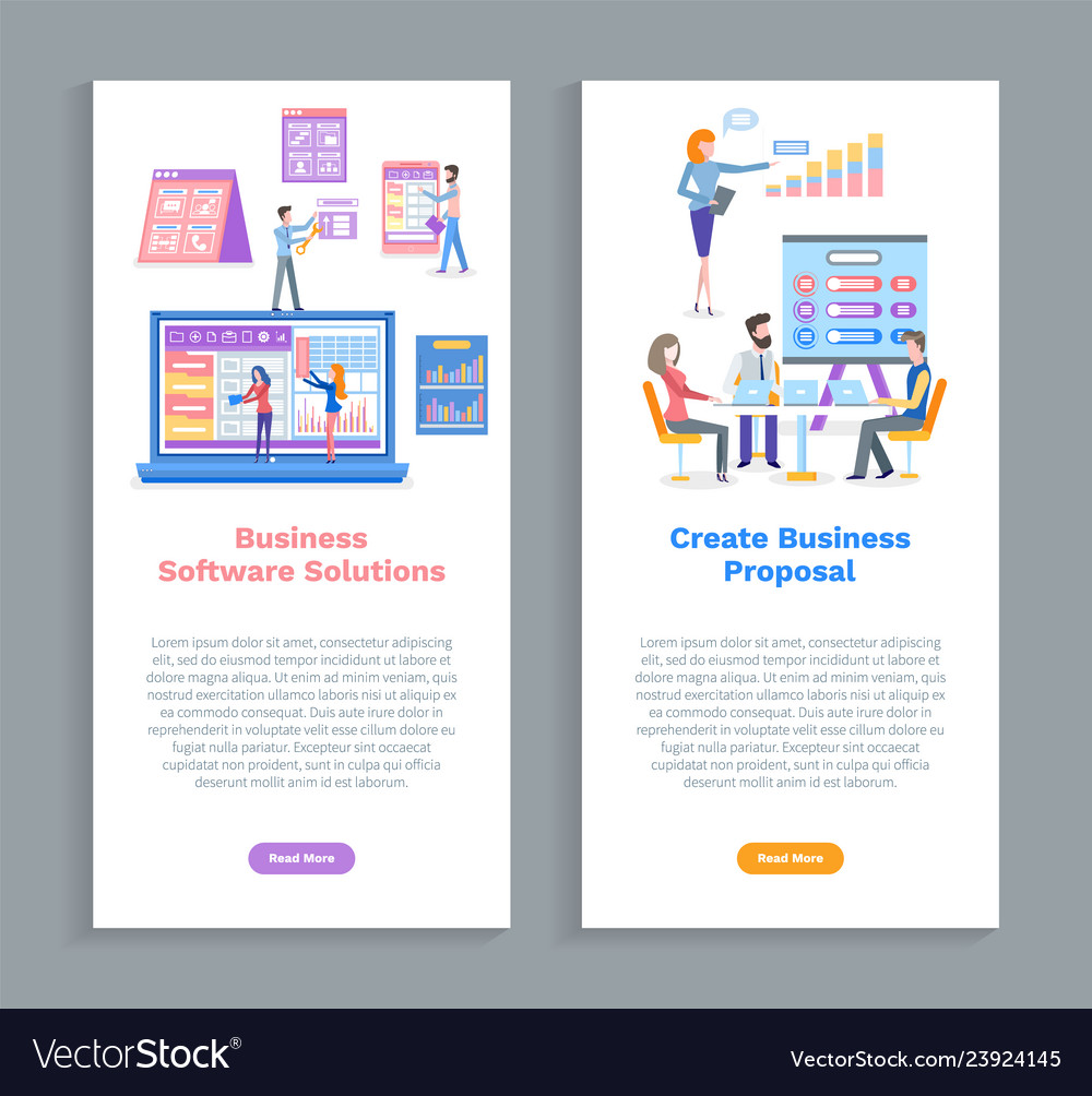 Business software solution create proposal set Vector Image