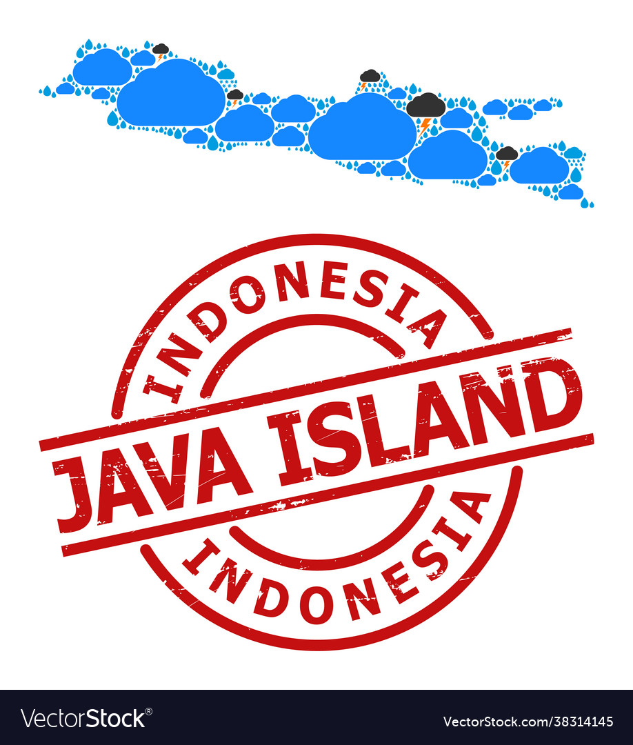 Climate collage map java island and grunge Vector Image