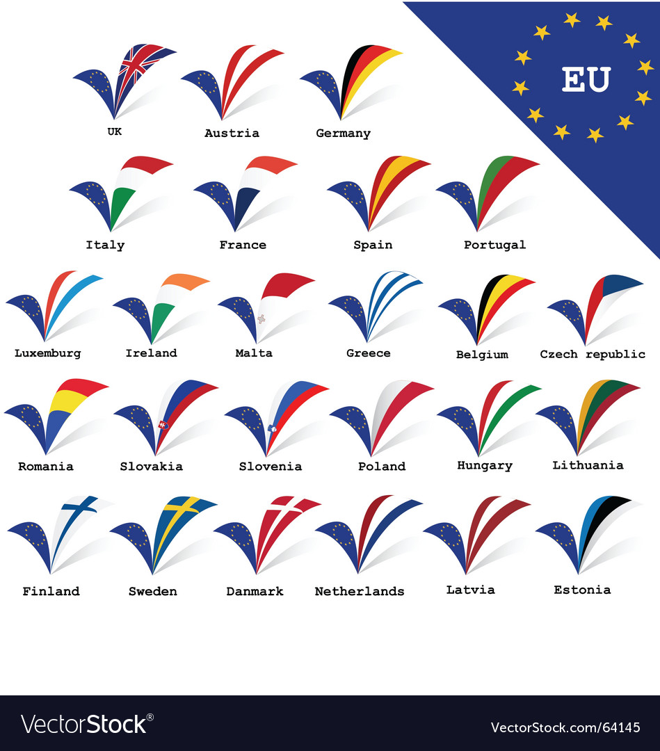 Eu flags Royalty Free Vector Image - VectorStock