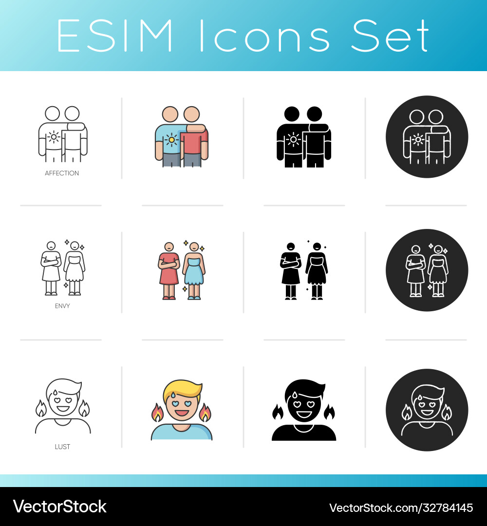 Human feelings and relationship icons set Vector Image