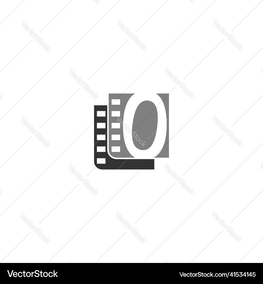 Number zero icon in film strip template Royalty Free Vector