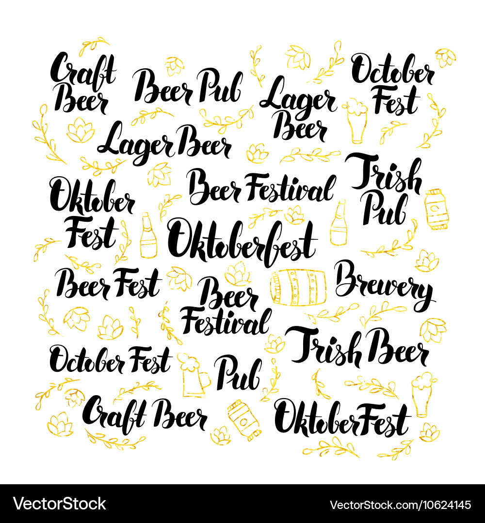 October beer fest lettering design set Royalty Free Vector