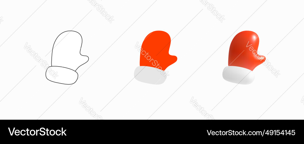 Santa claus mitten red glove Royalty Free Vector Image