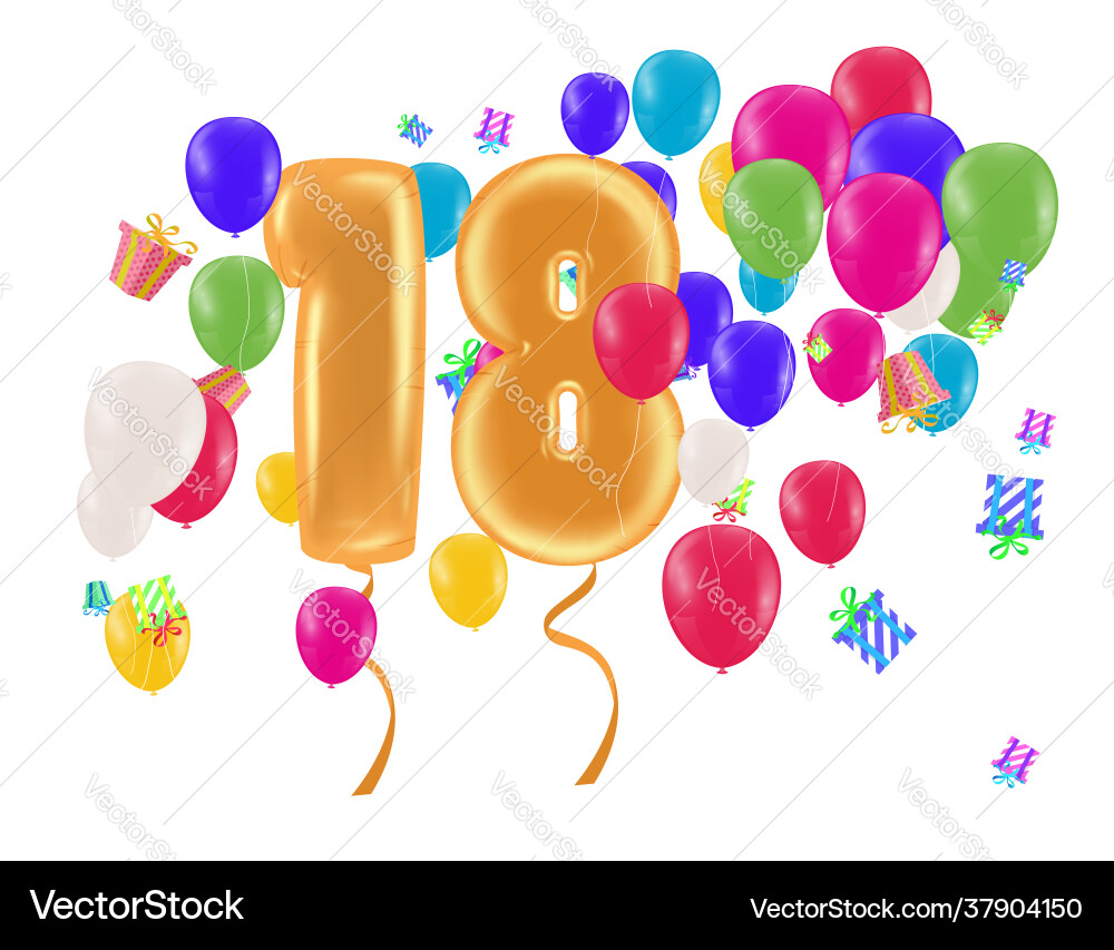18th anniversary celebration golden numbers Vector Image