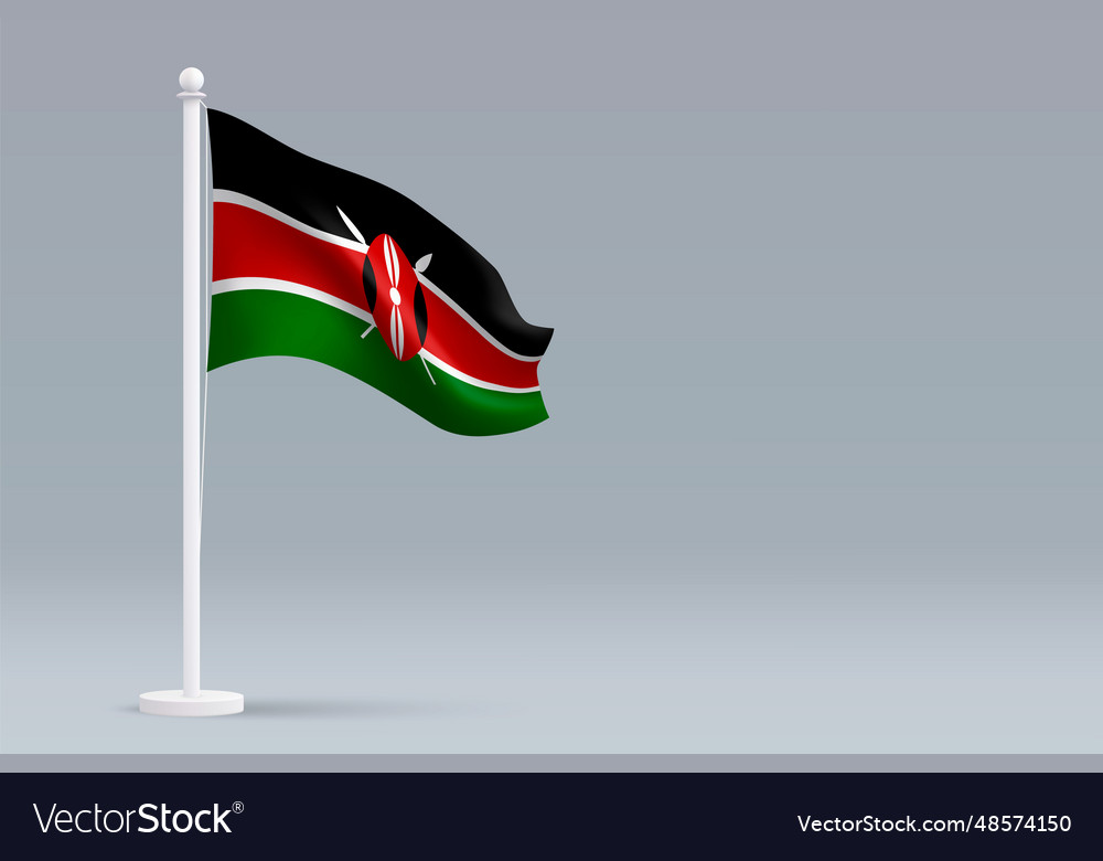 3d realistic national kenya flag isolated on gray Vector Image