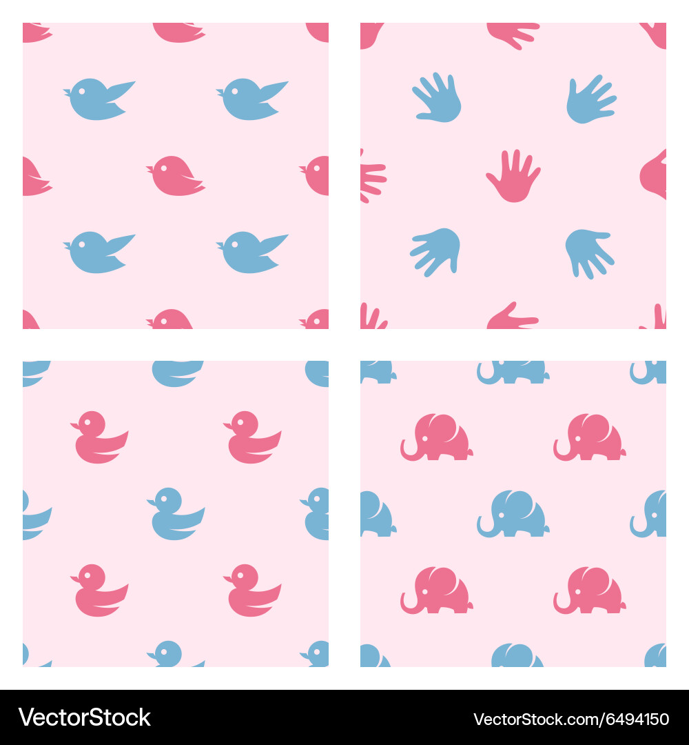 Baby shower related patterns birds duck Royalty Free Vector