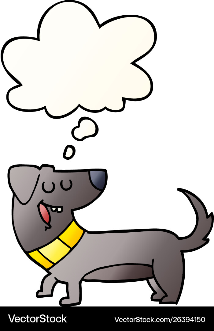 Cartoon dog and thought bubble in smooth gradient Vector Image