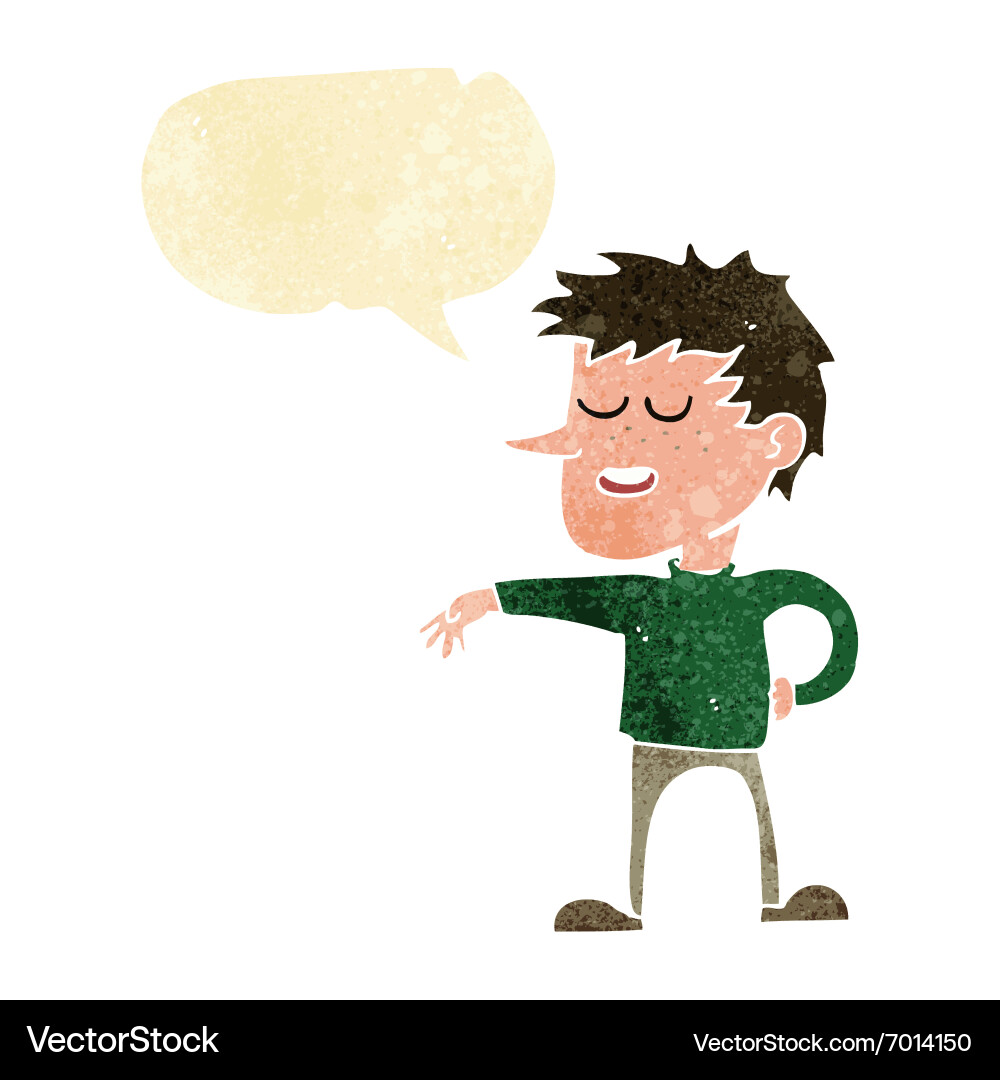 Cartoon man making dismissive gesture with speech Vector Image