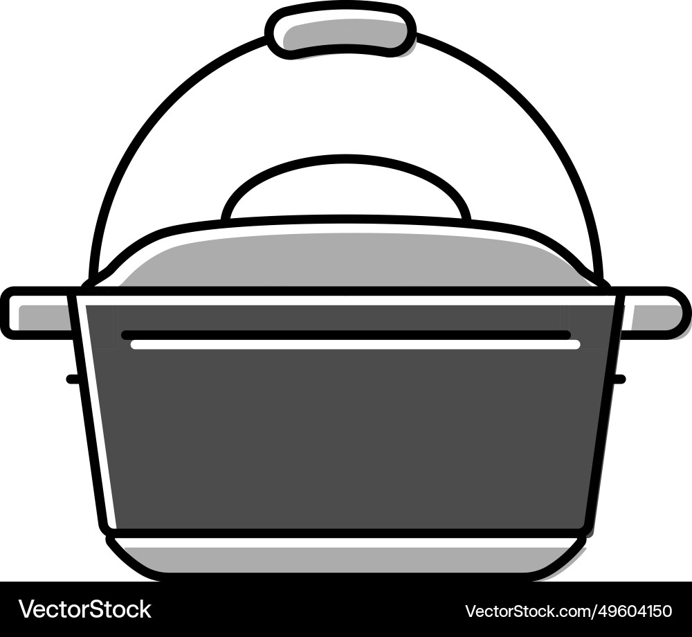 Cast iron dutch oven kitchen cookware color icon Vector Image