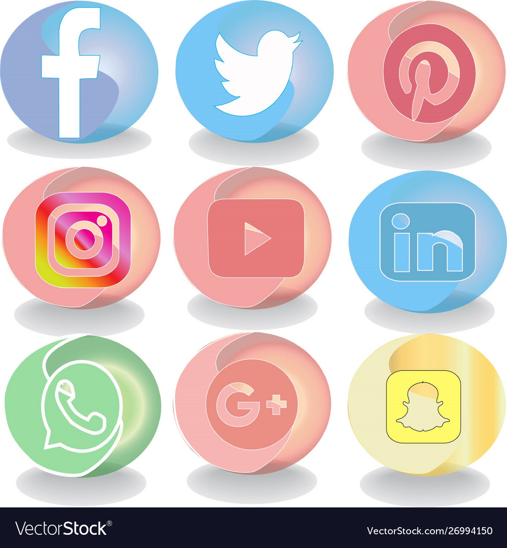 Color sphere social media icon set Royalty Free Vector Image